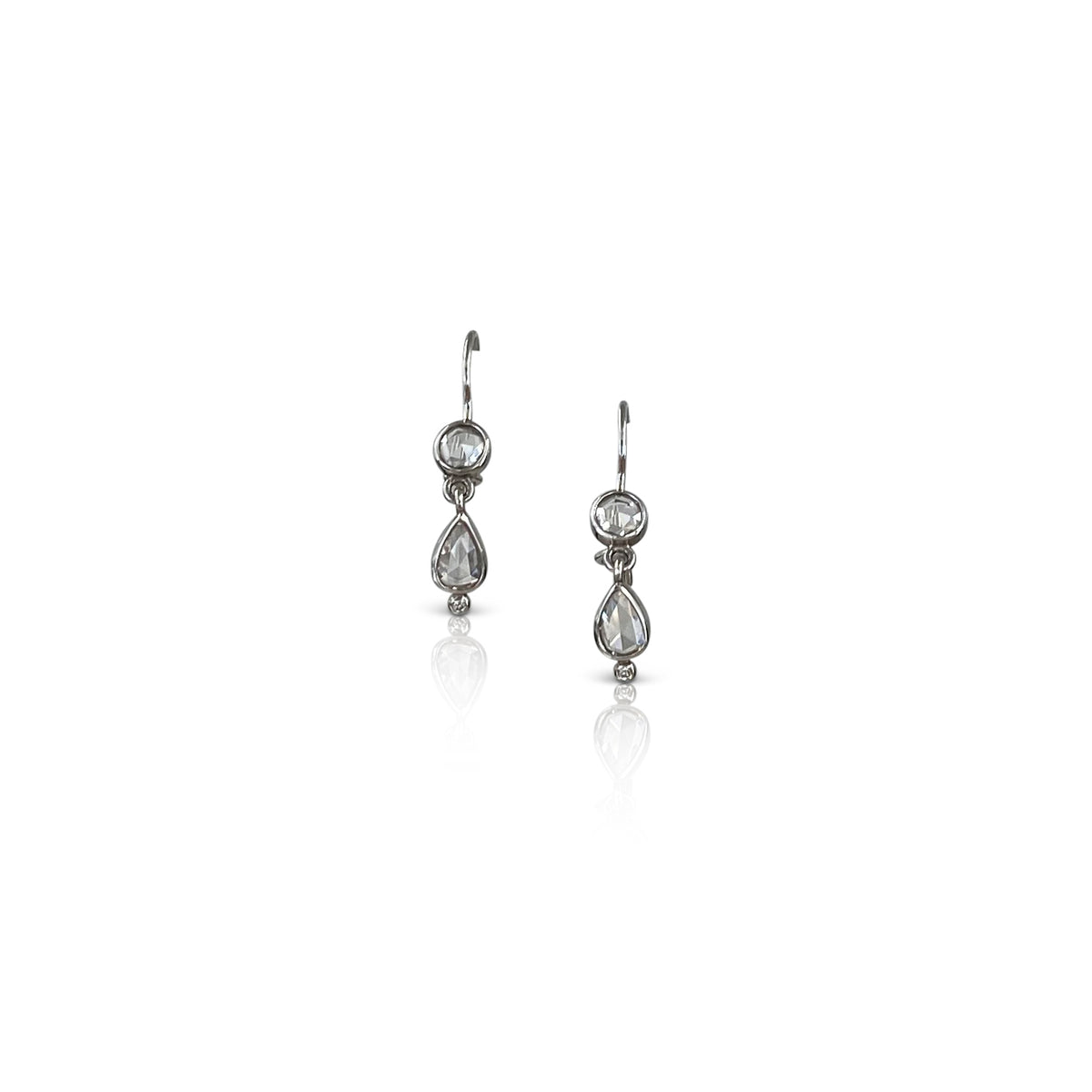 Pear Rose Cut Diamond Wire Earrings — Alix & Company